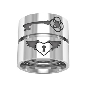 Key and Lock Couple Ring in Sterling Silver Metal Heart Lock - Etsy
