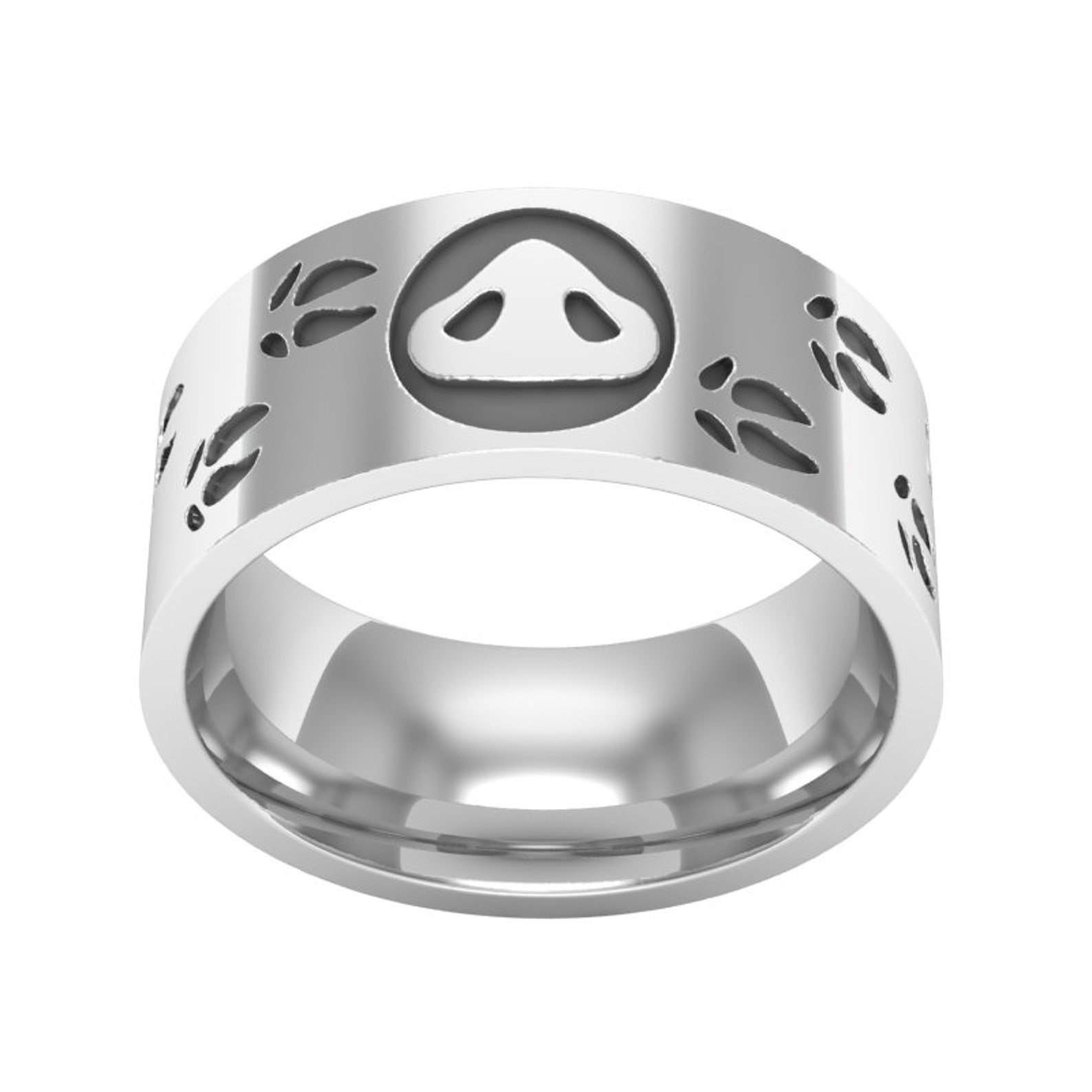 Sterling Silver Pig Nose Print Ring Pig Footprint Band Ring | Etsy