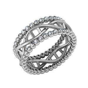 14K Solid Gold Dna Ring With Diamond Dna Ring Dna Wedding - Etsy