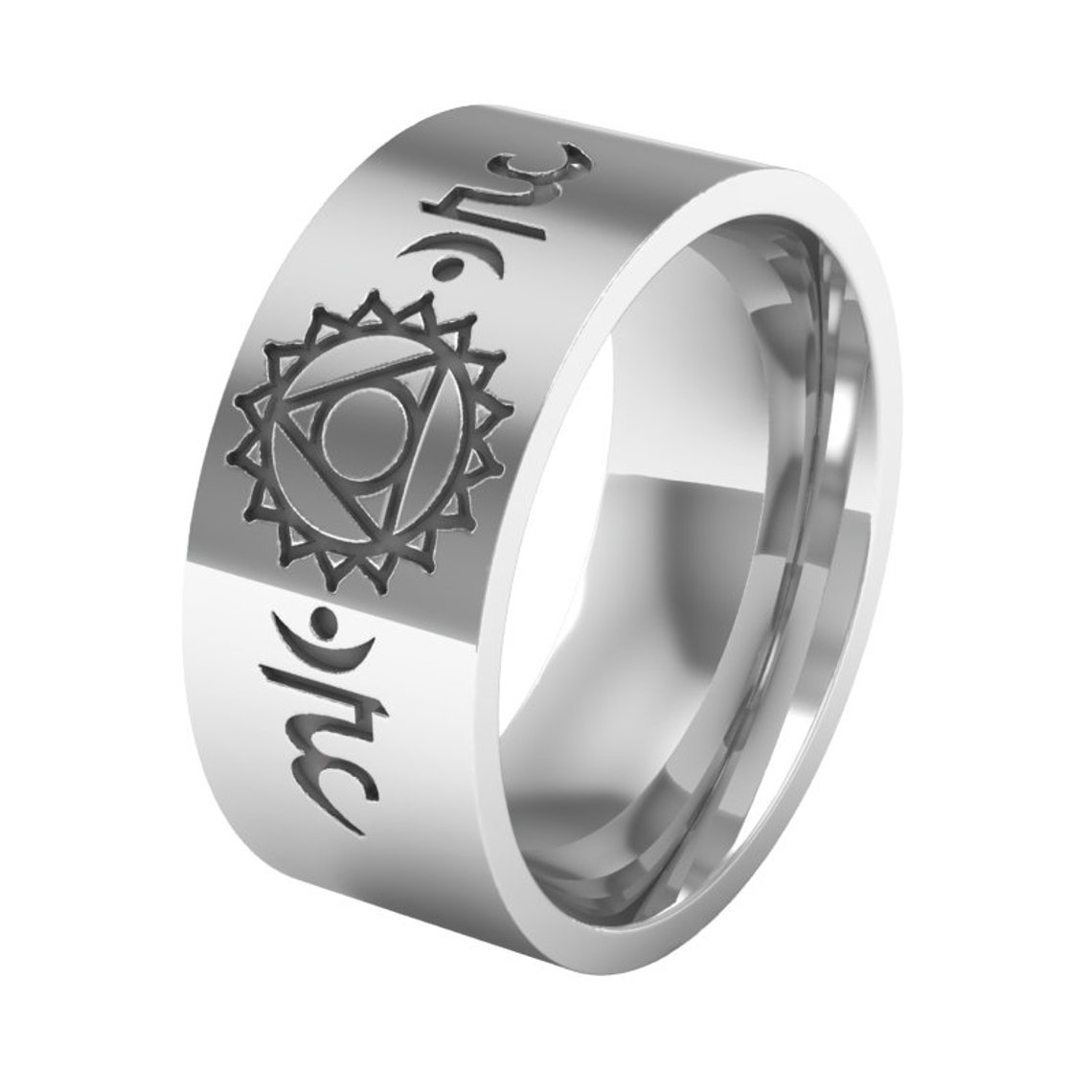 Throat Chakra Band Ring in Sterling Silver Metal Chakra | Etsy