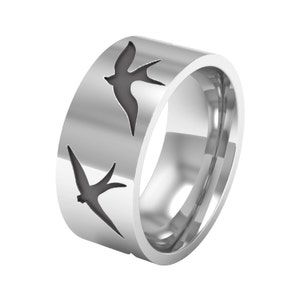 Flying Swallow Band Ring Swallow Ring Silver Band Ring Bird - Etsy