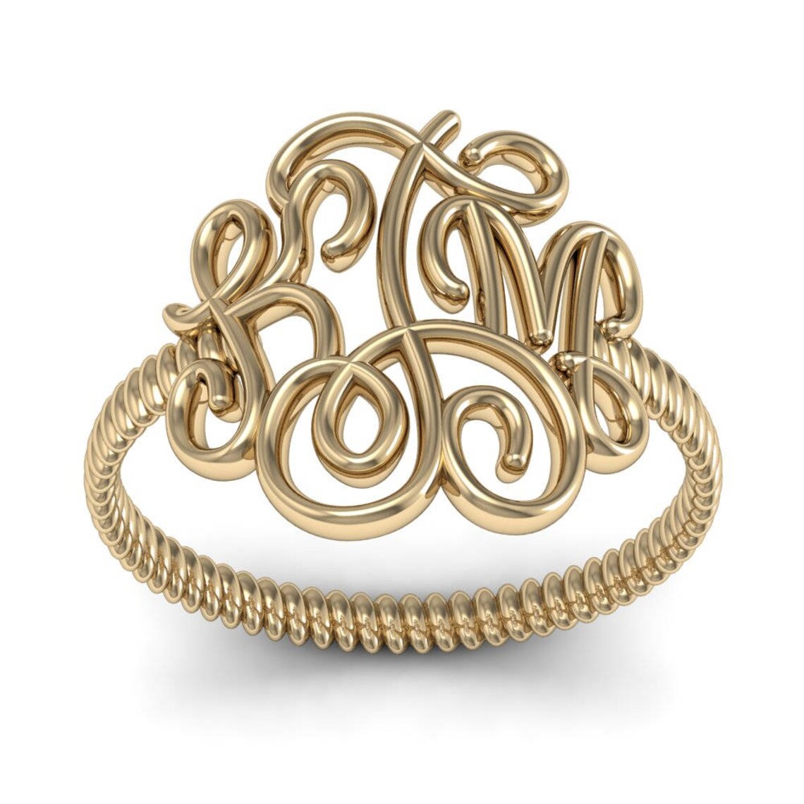 Custom Monogram Ring in Sterling Silver Metal Tiny Monogram - Etsy