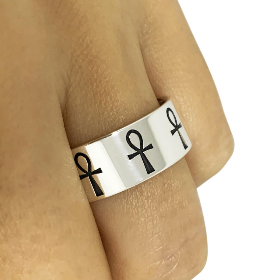 Ankh Band Ring, Silver Ankh Ring, Ankh Jewelry, Egyptian Symbol Ring ...