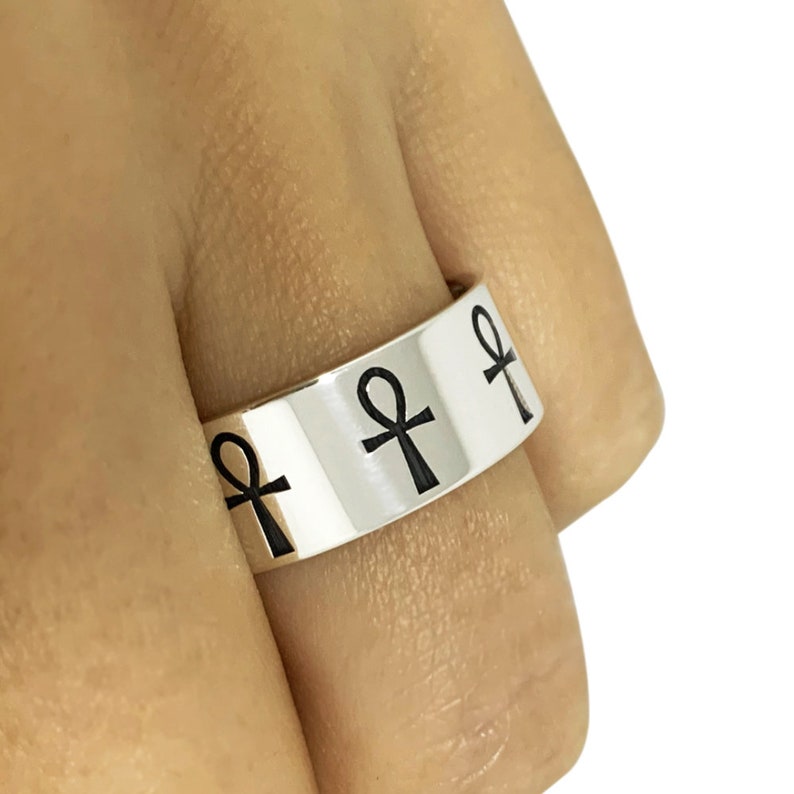 Ankh Band Ring Silver Ankh Ring Ankh Jewelry Egyptian - Etsy