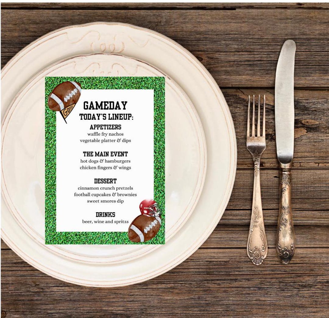 Football Game Day Menu Template: Editable Party Printable (digital ...
