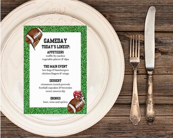 Digital Football Themed Game Day Menu L Editable Game Day Menu L ...