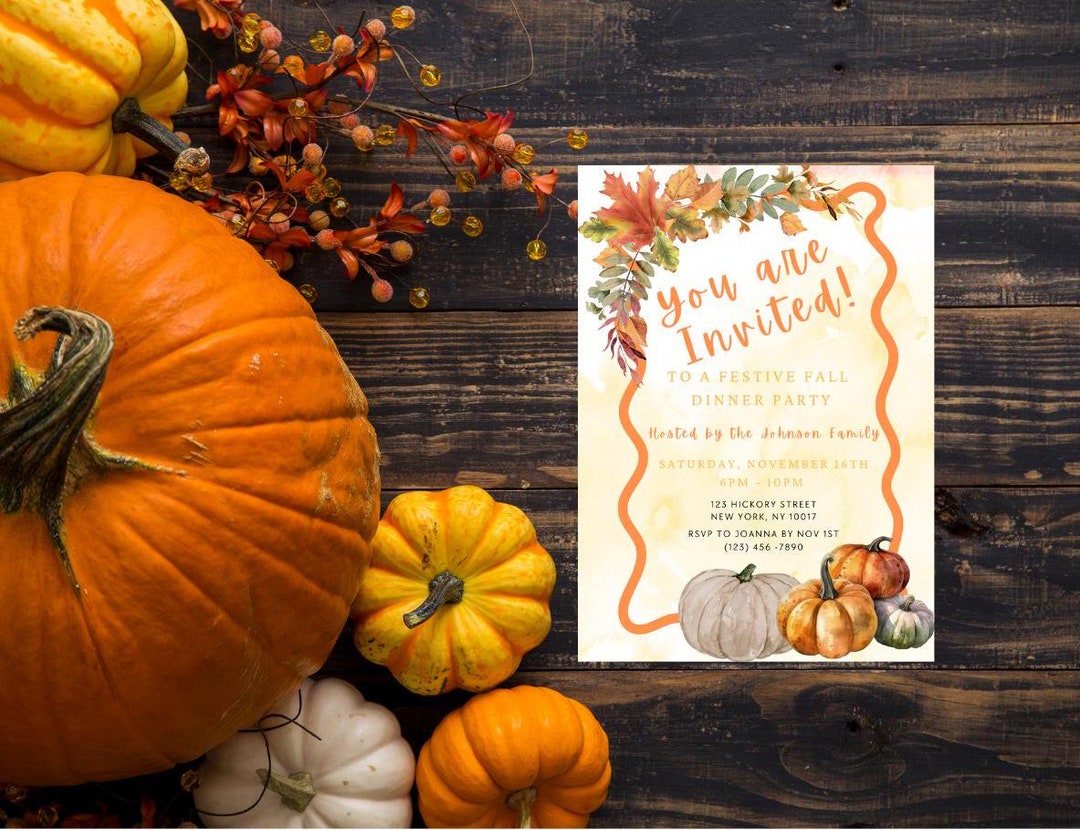 Fall Holiday - Party Invitation | Thanksgiving Invitation Template ...