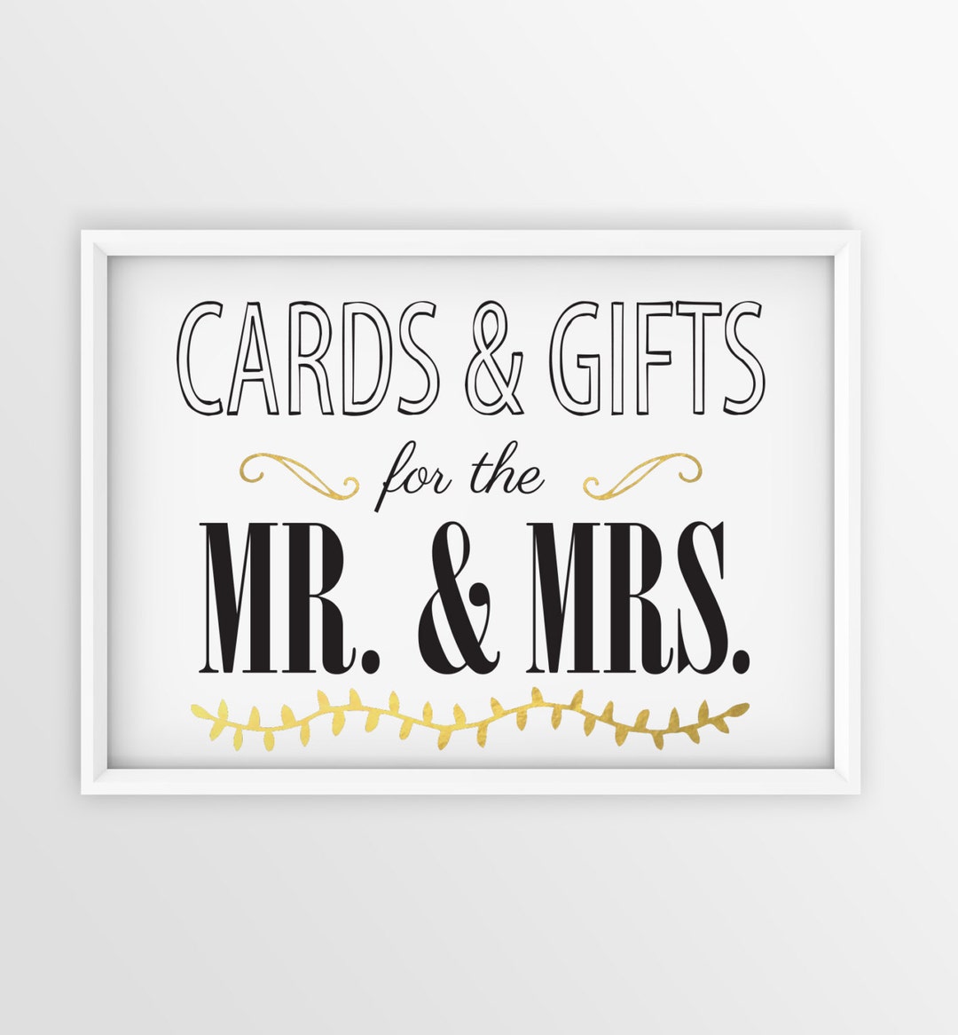 Cards and Gifts for the Mr. & Mrs. Wedding Sign | Instant Digital ...