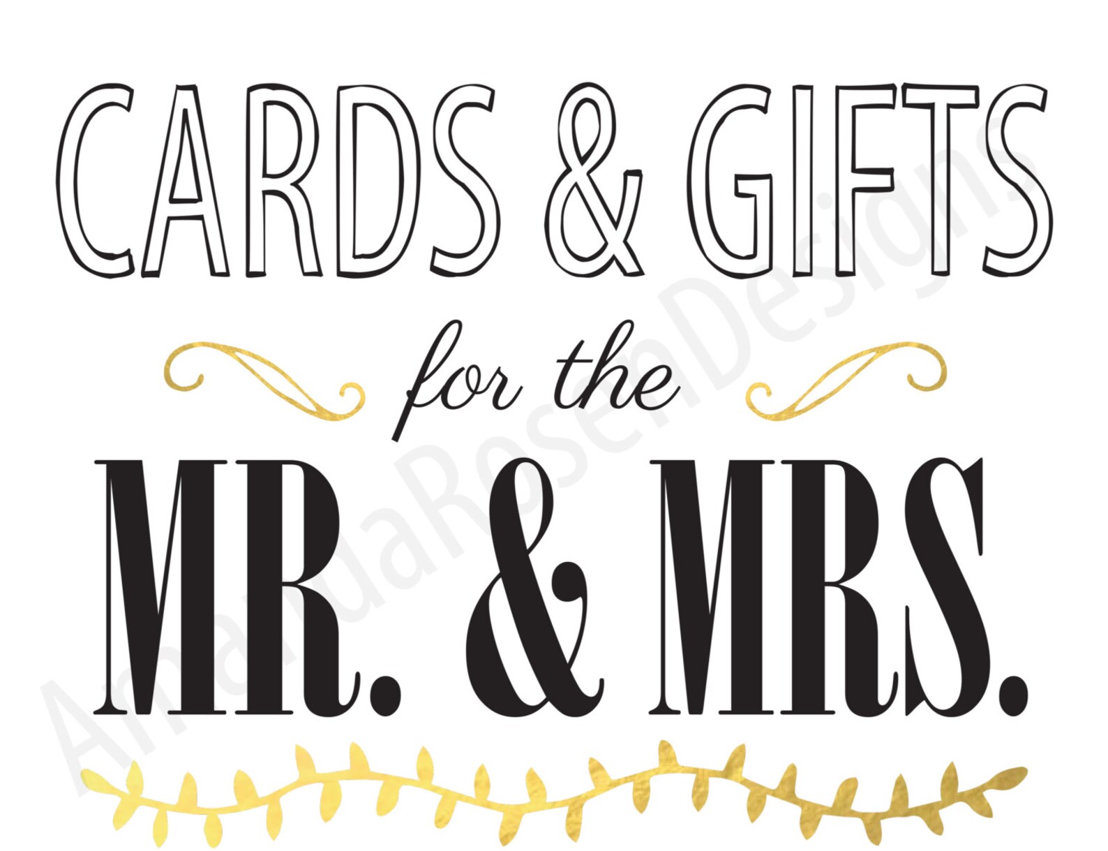 Cards and Gifts for the Mr. & Mrs. Wedding Sign Instant Digital ...