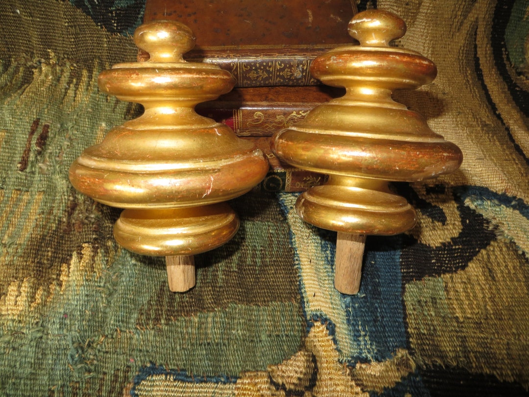 Pair of French Antique Curtain Pole/rod Gilded Wood - Etsy