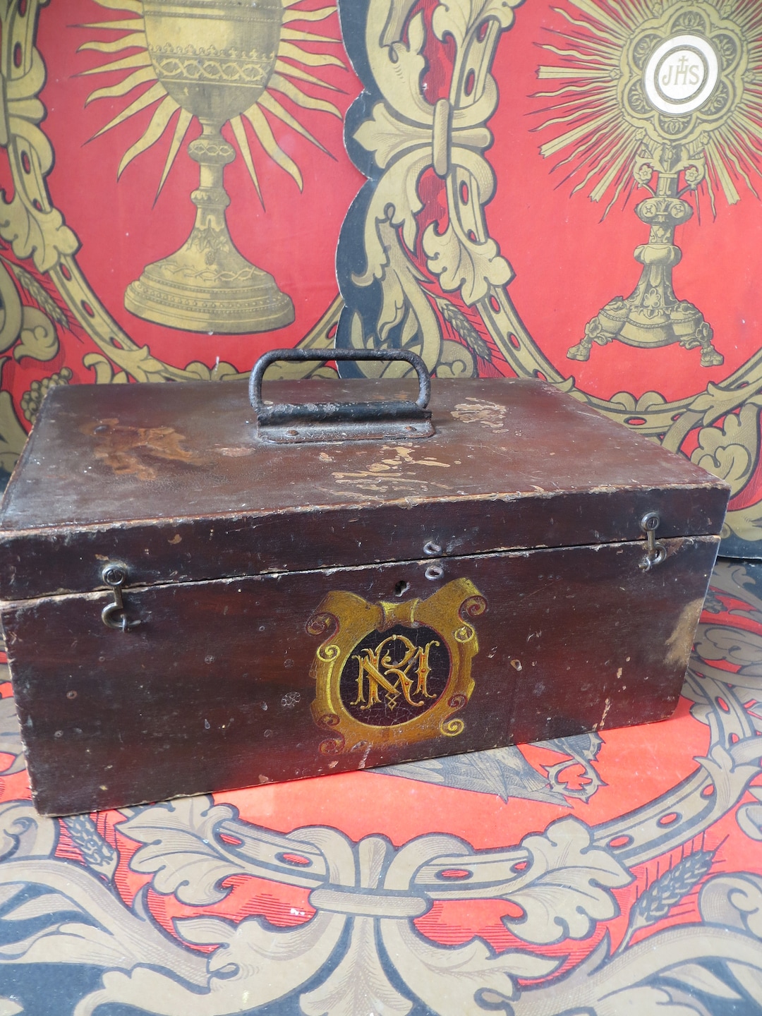 French Antique Wooden Deed Box /monogram/mid 1800s - Etsy