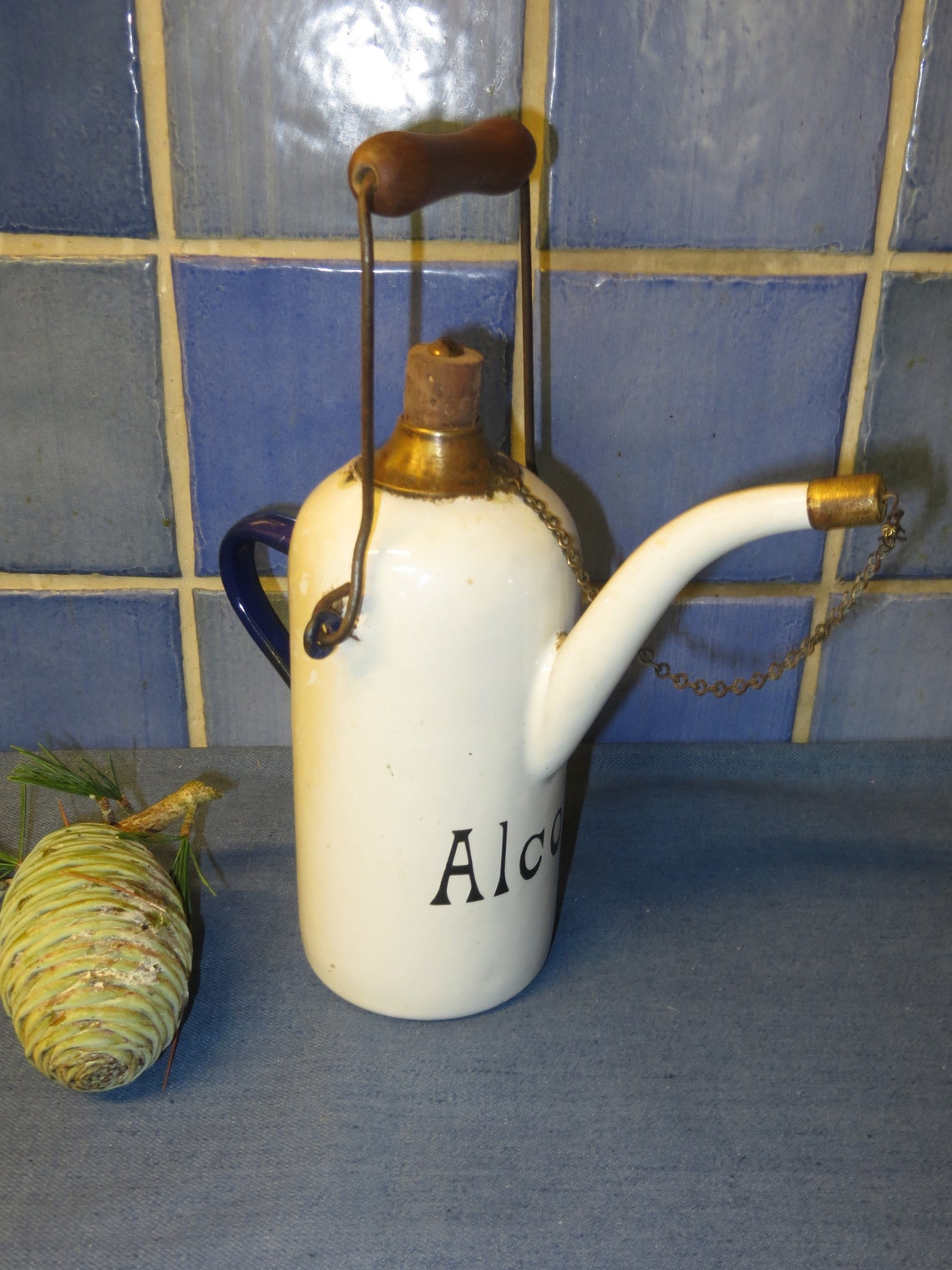 French Antique Enamel ALCOOL Petrol Canister/container/ Collectible ...