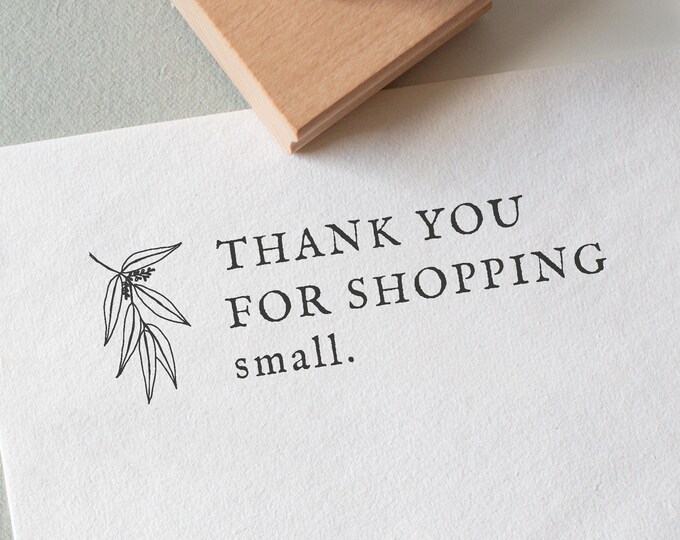 Custom Thank You Stamp, Shop Small Stamp, Thank You for Shopping Small ...