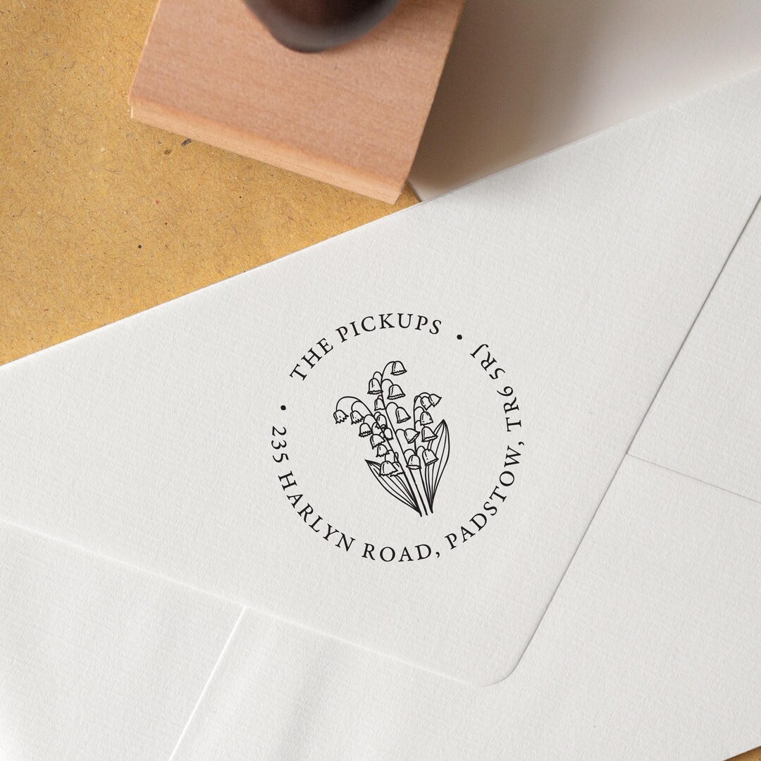 Personalized Birth Flower Address Stamp, New Homeowner Gift - Etsy