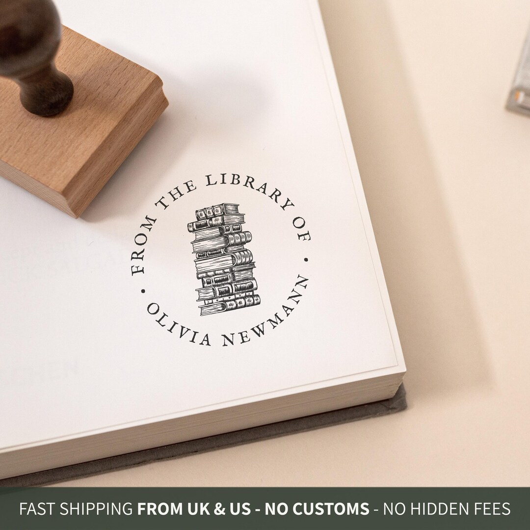 Custom Book Stack Stamp: Vintage Library, Reclaimed Oak - Etsy