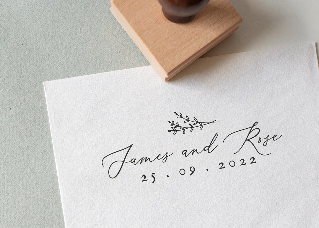Wedding Stamp With Names and Date, Save the Date Stamp, Eco Reclaimed ...