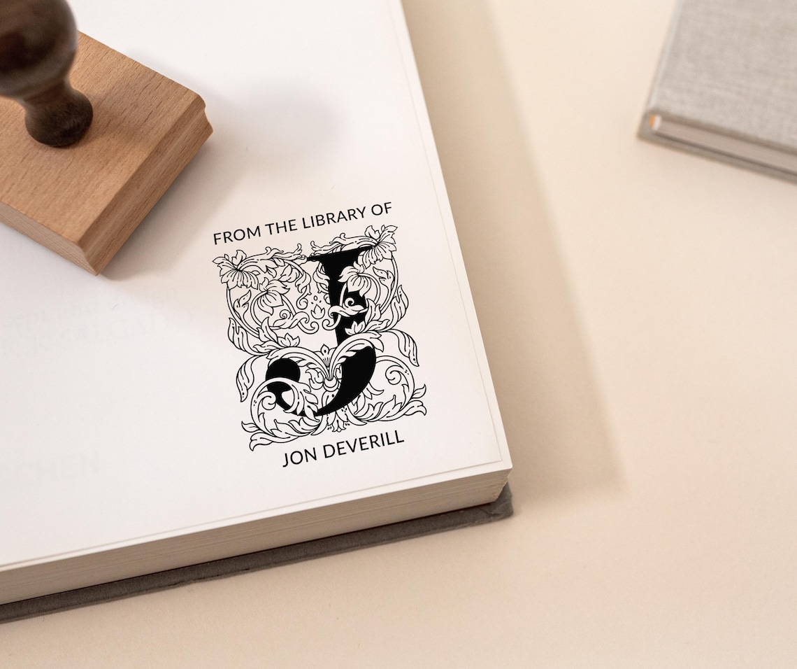 Flower Monogram Book Stamp or Embosser: Custom Stationery - Etsy