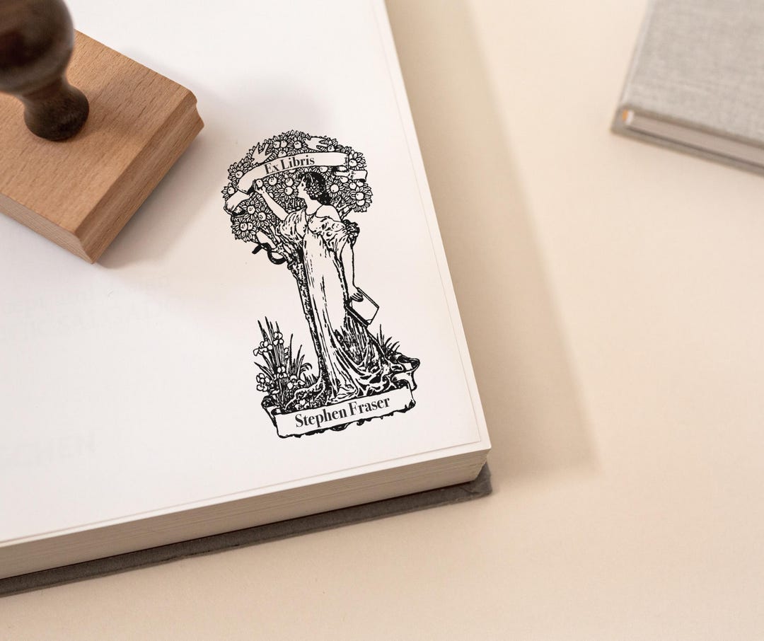 Ex Libris Rubber Stamp, Ex Libris Bookplate Stamp, Trees Book Stamp, Ex ...