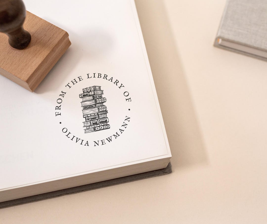 Personalized From the Library of Stamp With Book Illustration - Etsy