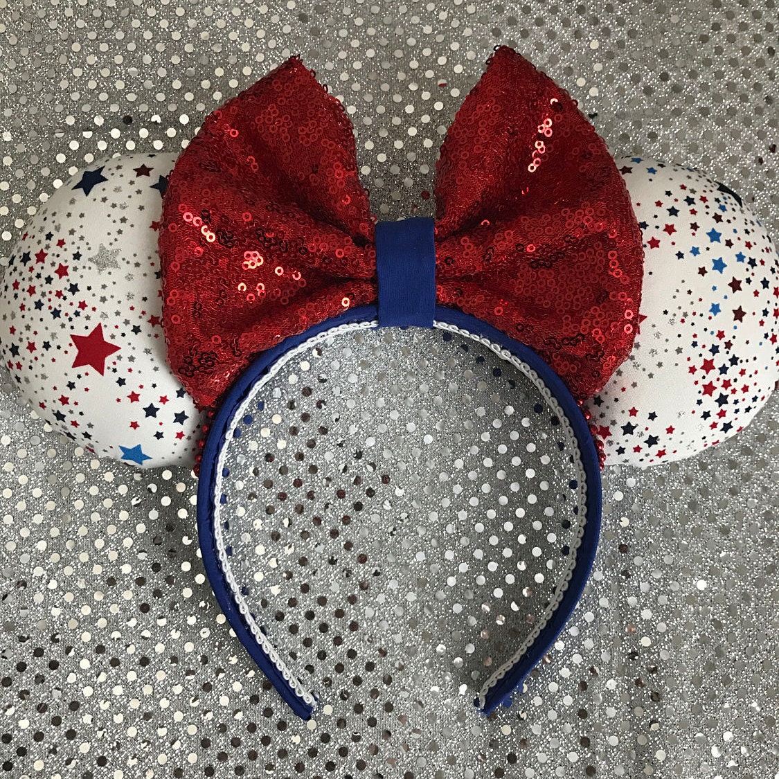 Patriotic Minnie Ears Red White & Blue Mickey Mouse Ears | Etsy
