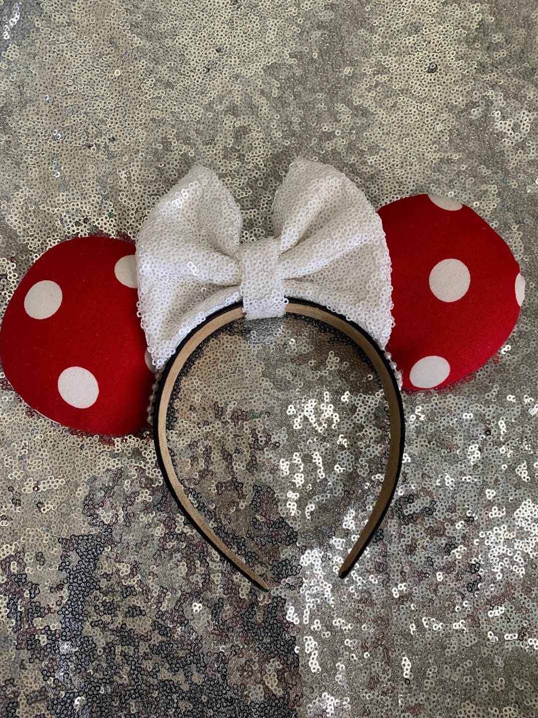 Minnie Mouse Ears Red and White Polka Dot - Etsy
