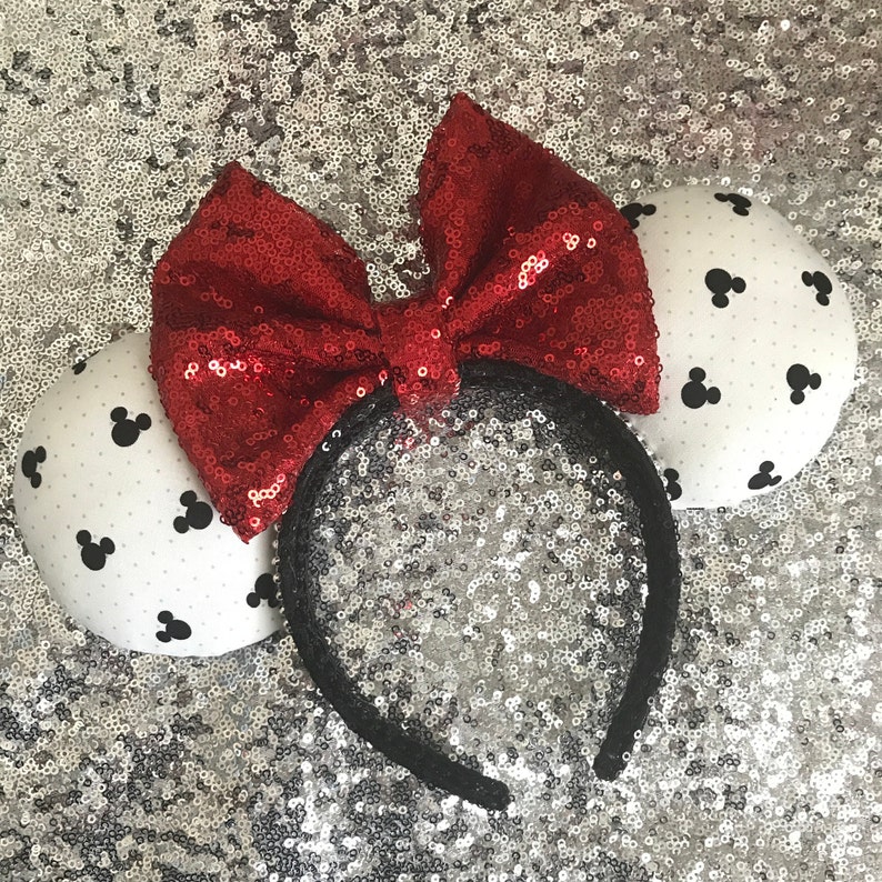 Minnie Mouse Ears White and Black Mickey Head Inspired - Etsy