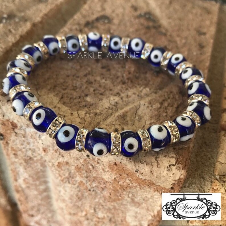 Evil Eye Bracelet / Glass Evil Eye Stretch Bracelet / Blue - Etsy