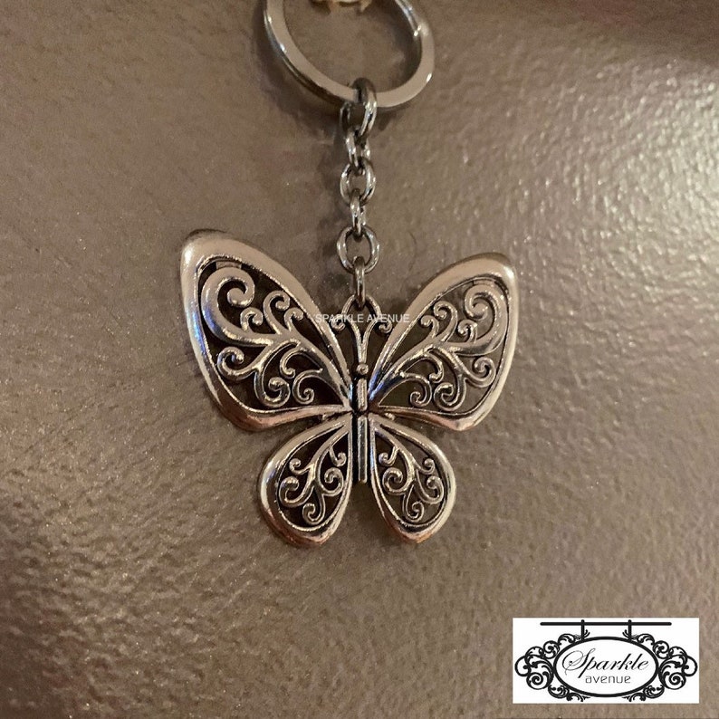 Butterfly Keyring / Silver Butterfly Key Ring/ Butterfly Charm - Etsy