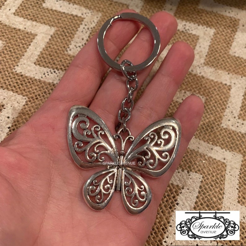 Butterfly Keyring / Silver Butterfly Key Ring/ Butterfly Charm - Etsy