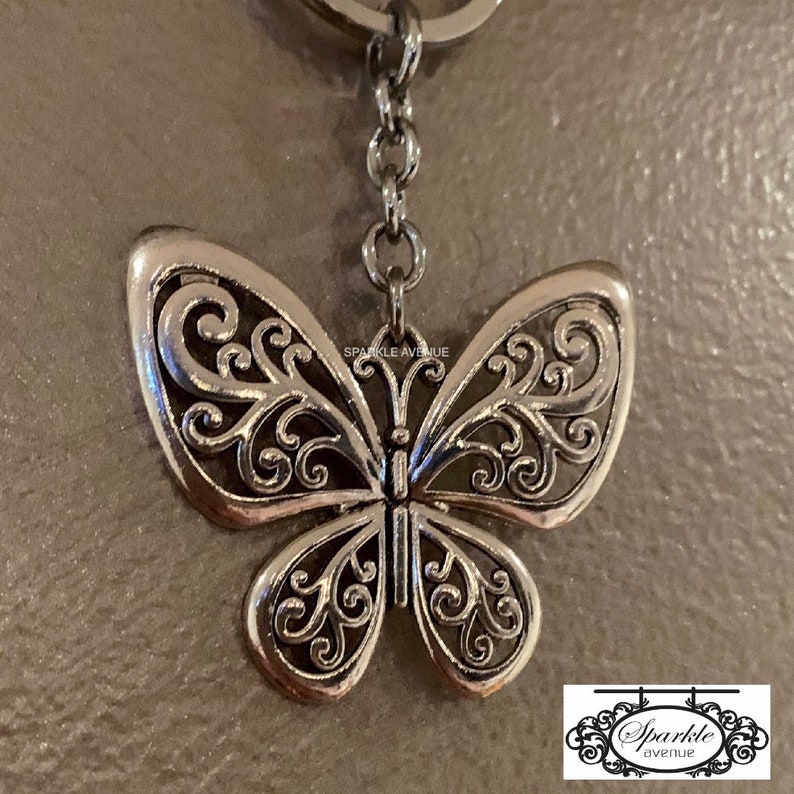 Butterfly Keyring / Silver Butterfly Key Ring/ Butterfly Charm - Etsy