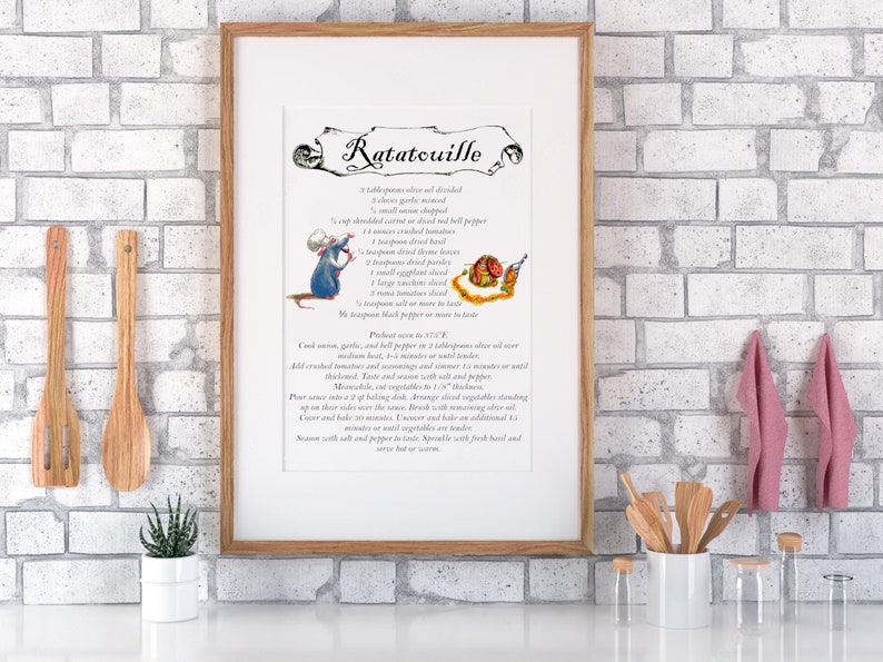Ratatouille Recipe Digital Download, Kitchen Print, Theme Park, Hand ...
