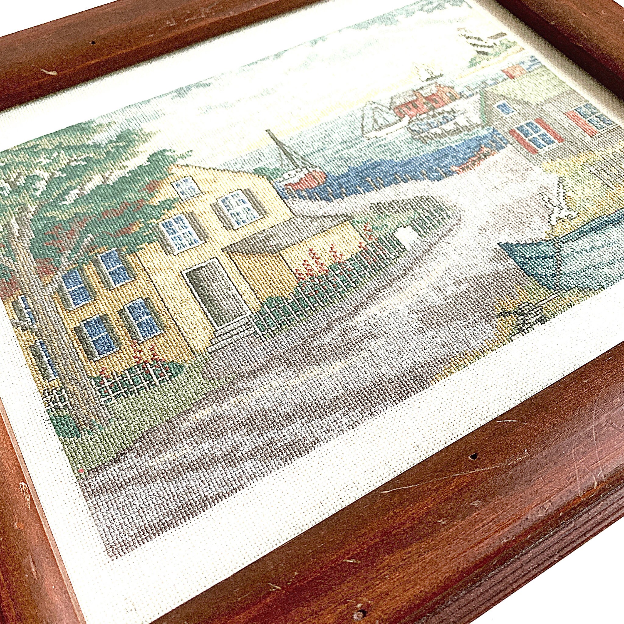 Hand Stitched Coastal Cross Stitch Art: Nautical Embroidery in Rustic ...