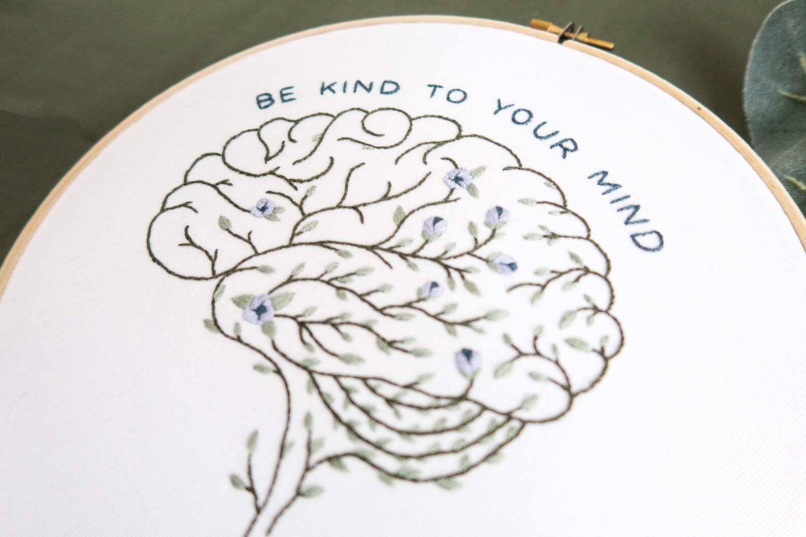 Be Kind to Your Mind Floral Brain Embroidery Pattern Mental - Etsy