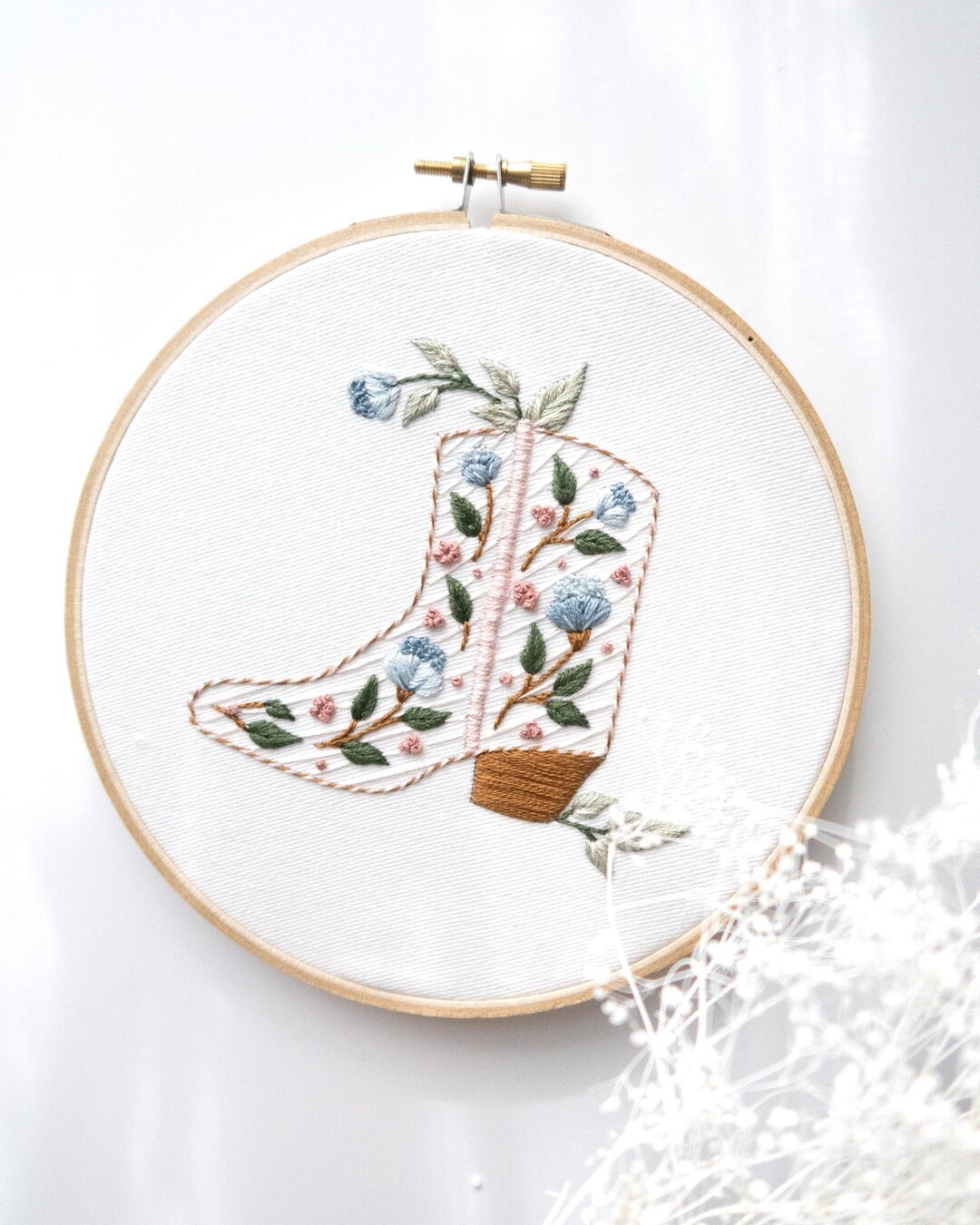 Floral Cowboy Boot Hand Embroidery Kit: Southwest Beginner Craft - Etsy