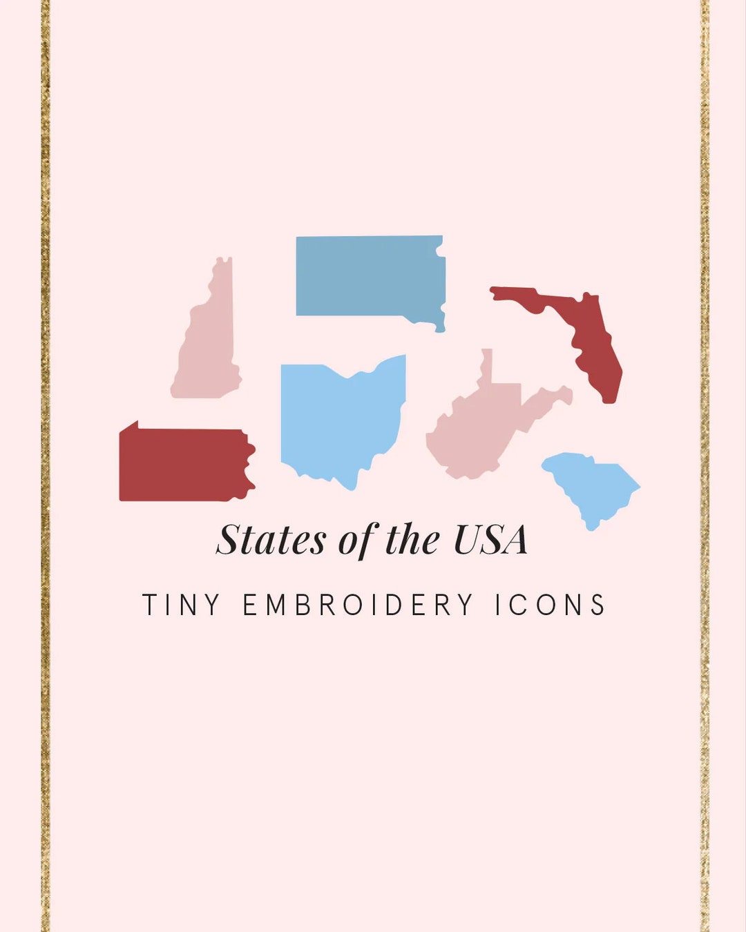 Outline of All 50 States Embroidery Pattern for Embroidery Journal ...