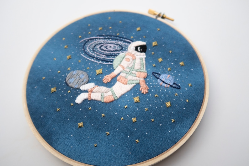 Astronaut Outer Space Embroidery Art Pattern | Space Embroidery Pattern ...