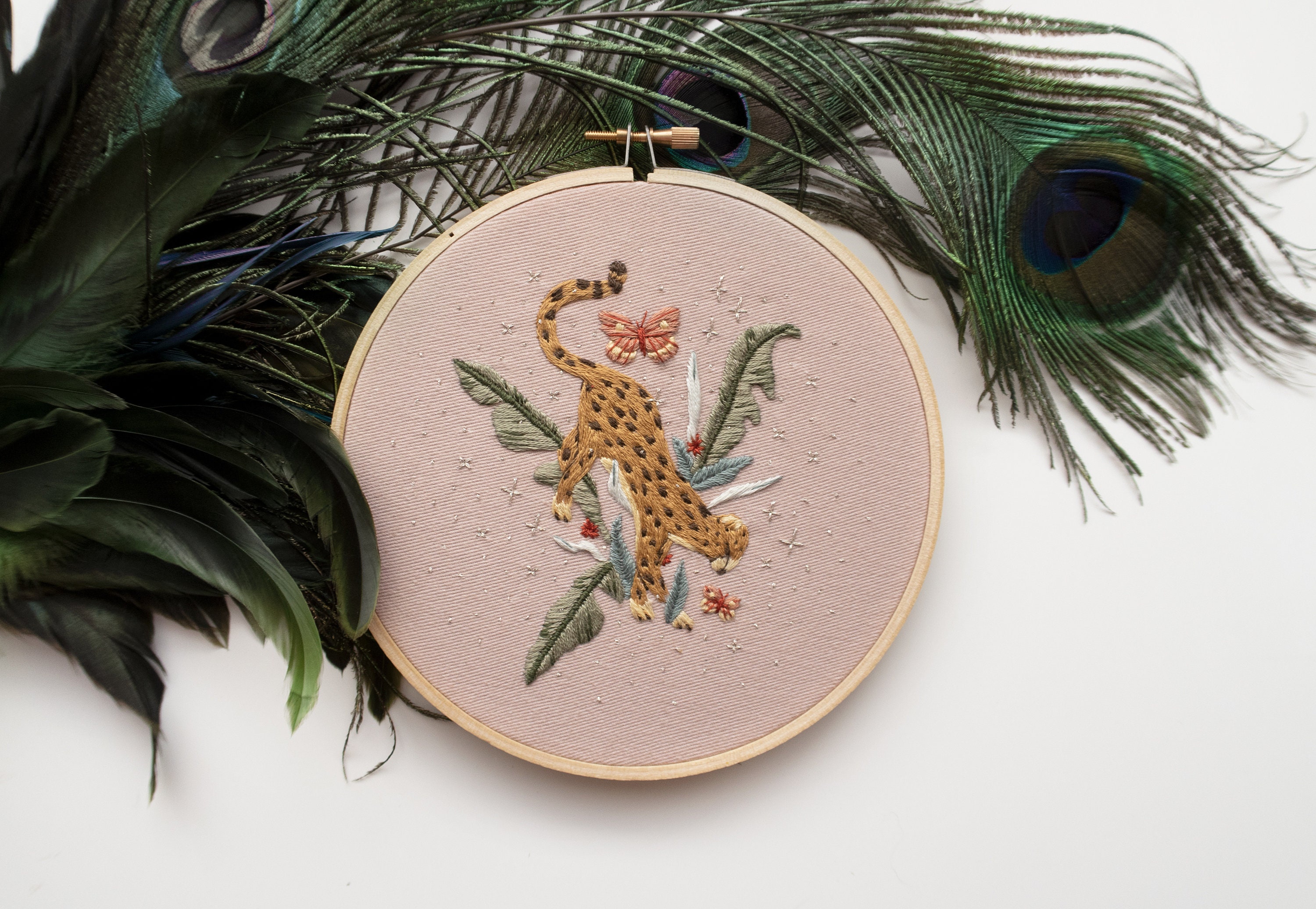 Cheetah Jungle Hand Embroidery Pattern Beginner Embroidery - Etsy