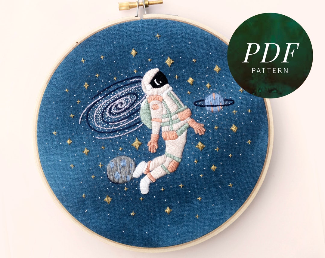 Astronaut Outer Space Embroidery Art Pattern | Space Embroidery Pattern ...