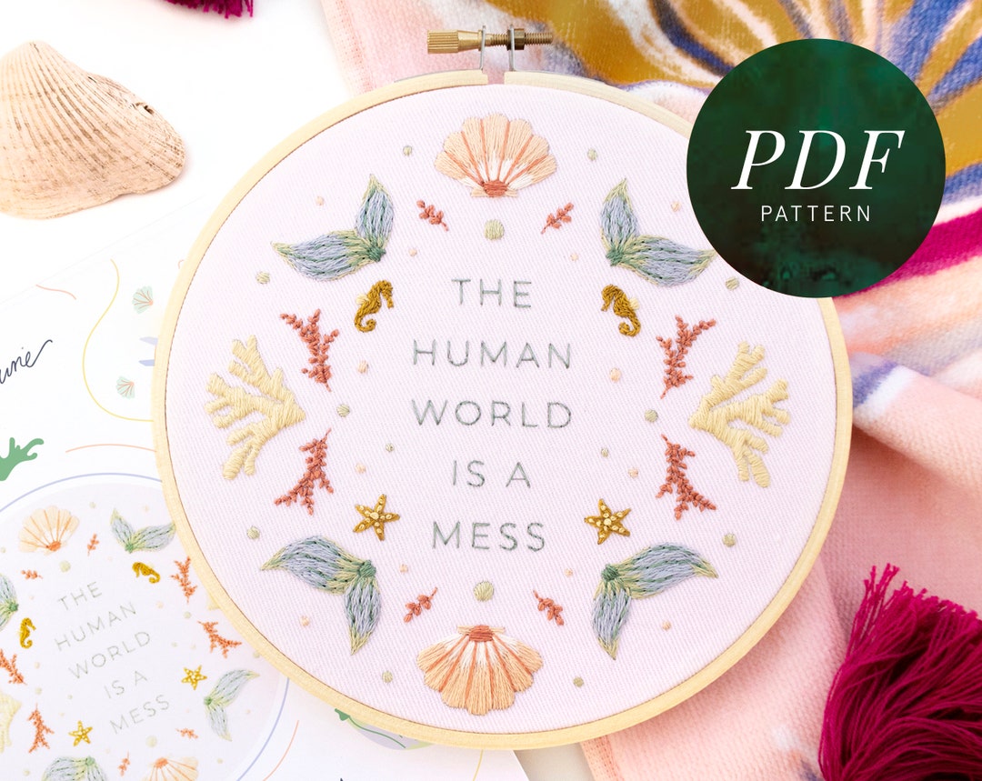 Ocean Under the Sea Embroidery Pattern | Beginner Embroidery | Ocean ...