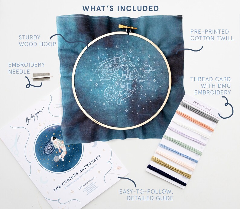 Astronaut Outer Space Embroidery Art Kit Space Embroidery | Etsy UK