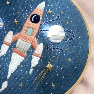 Rocket Outer Space Hand Embroidery Pattern | Constellation Embroidery ...
