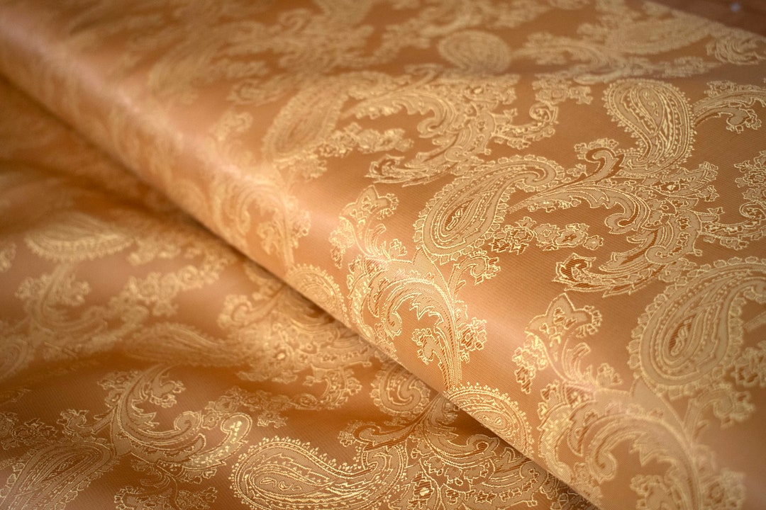 Yellow Paisley Lining Fabric Jacquard / Ships From USA Sold by the Yard ...