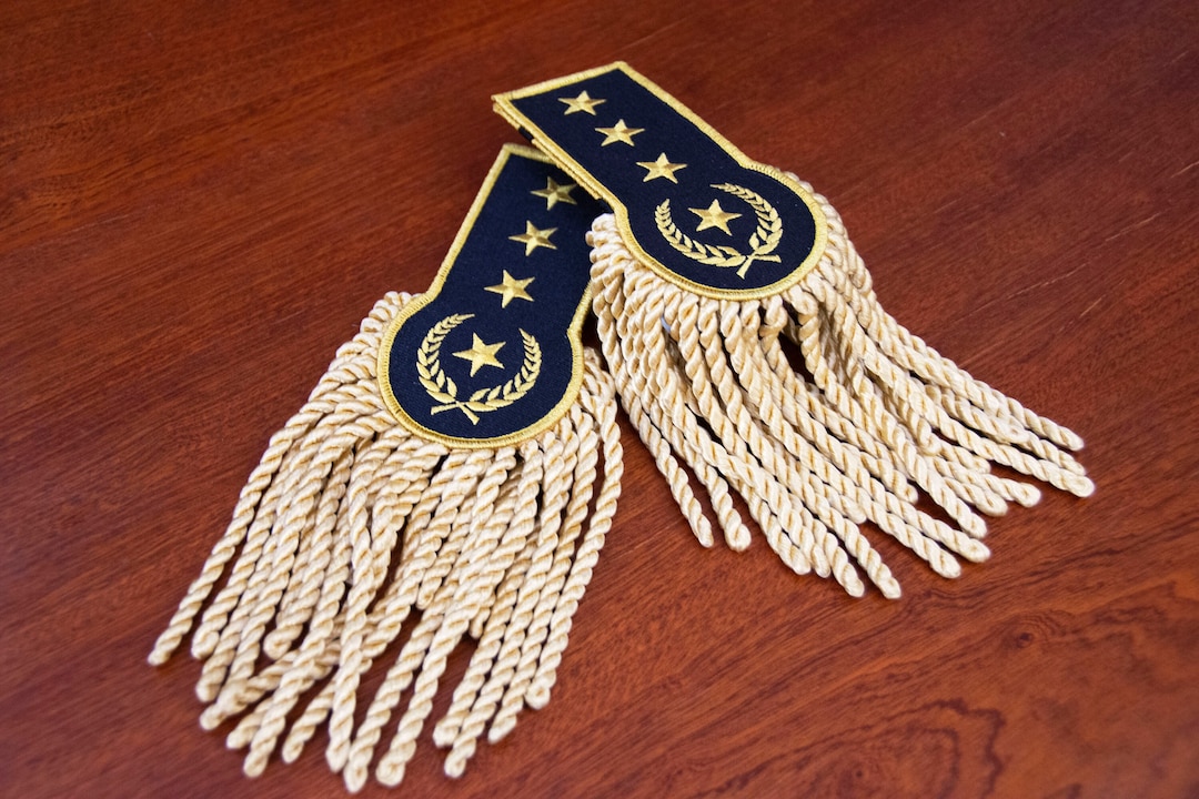 Black Gold Star Long Bullion Fringe Epaulettes / Ships From USA ...