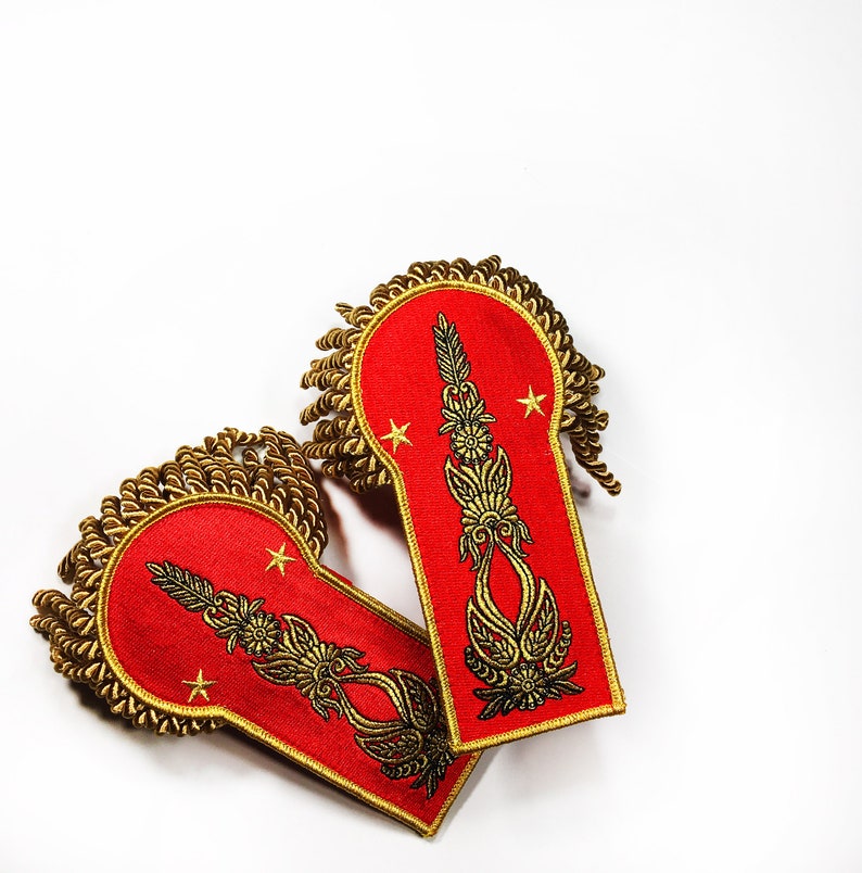 Red Gold Filigree Epaulettes / Ships From USA \ Embroider Steampunk ...