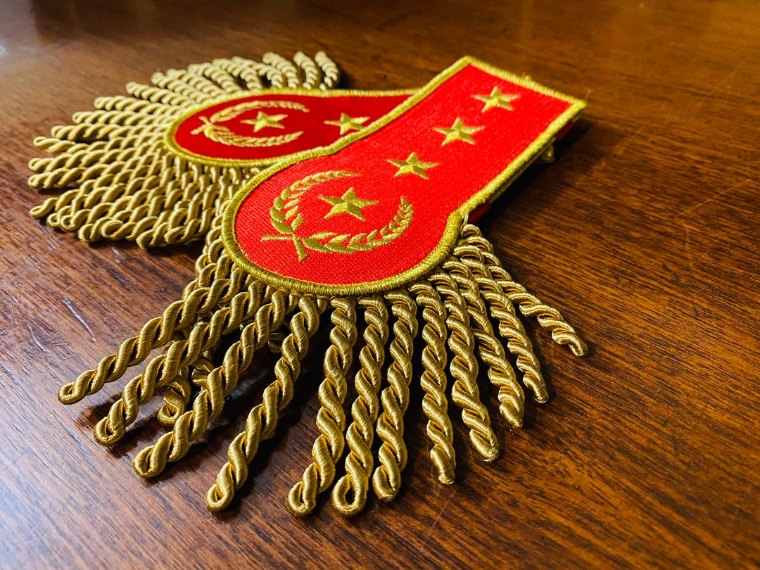 Red Gold Star Epaulettes / Ships From USA \ Bullion Embroidered Cosplay ...