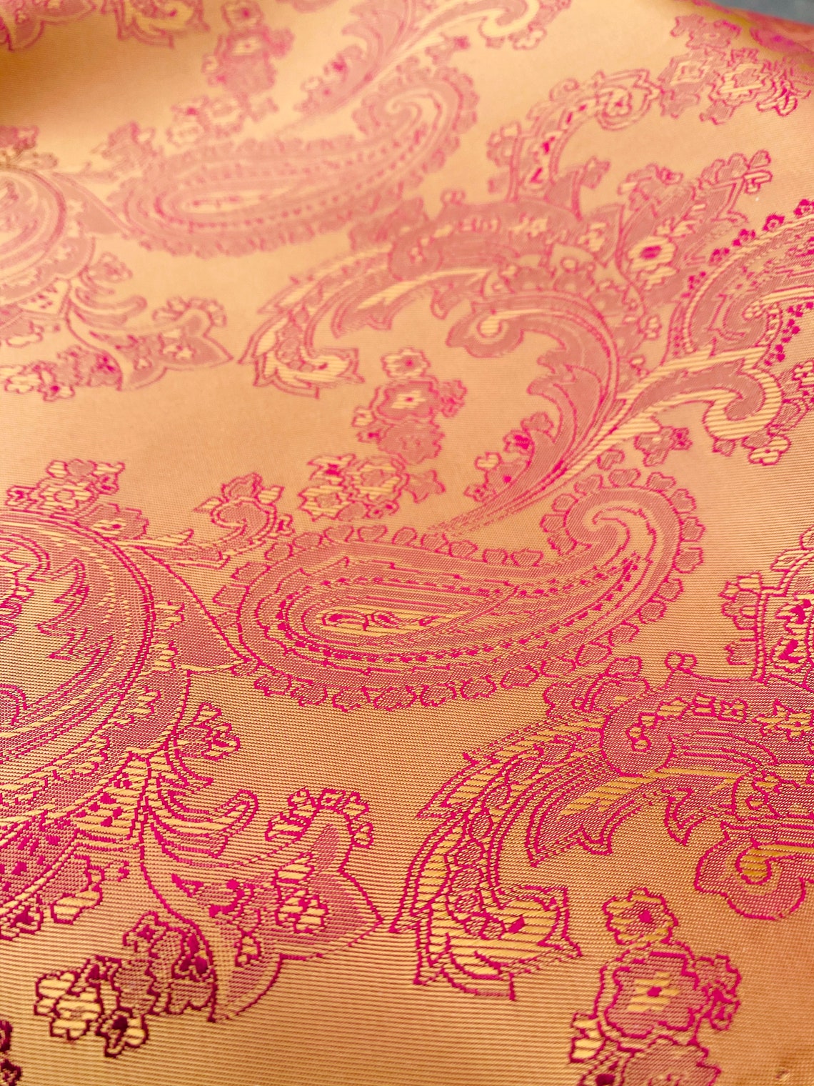 Orange Red Paisley Lining Fabric Ships From USA Jacquard Custom ...