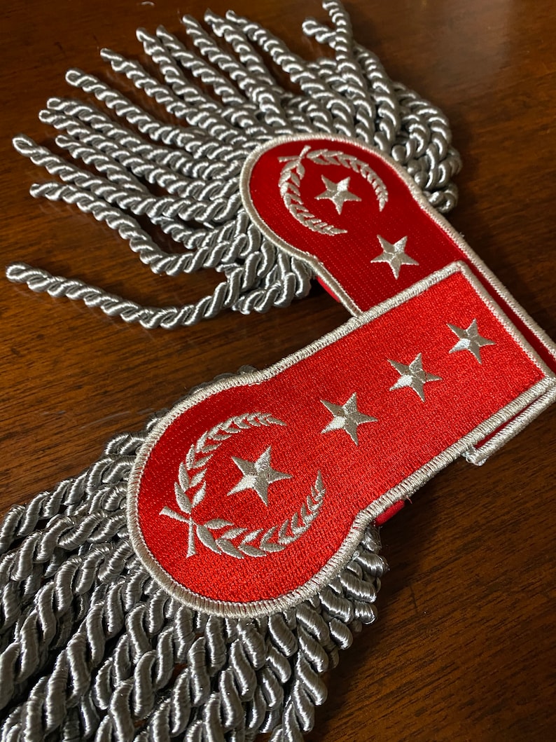 Red Silver Star Epaulettes / Ships From USA Embroidered - Etsy