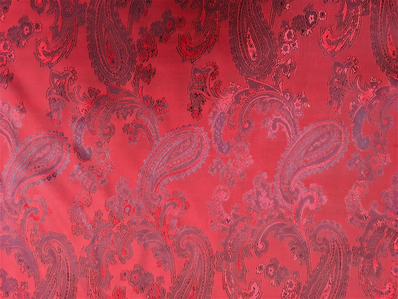 Red Black Paisley Lining Fabric Jacquard / Ships From USA Sold - Etsy