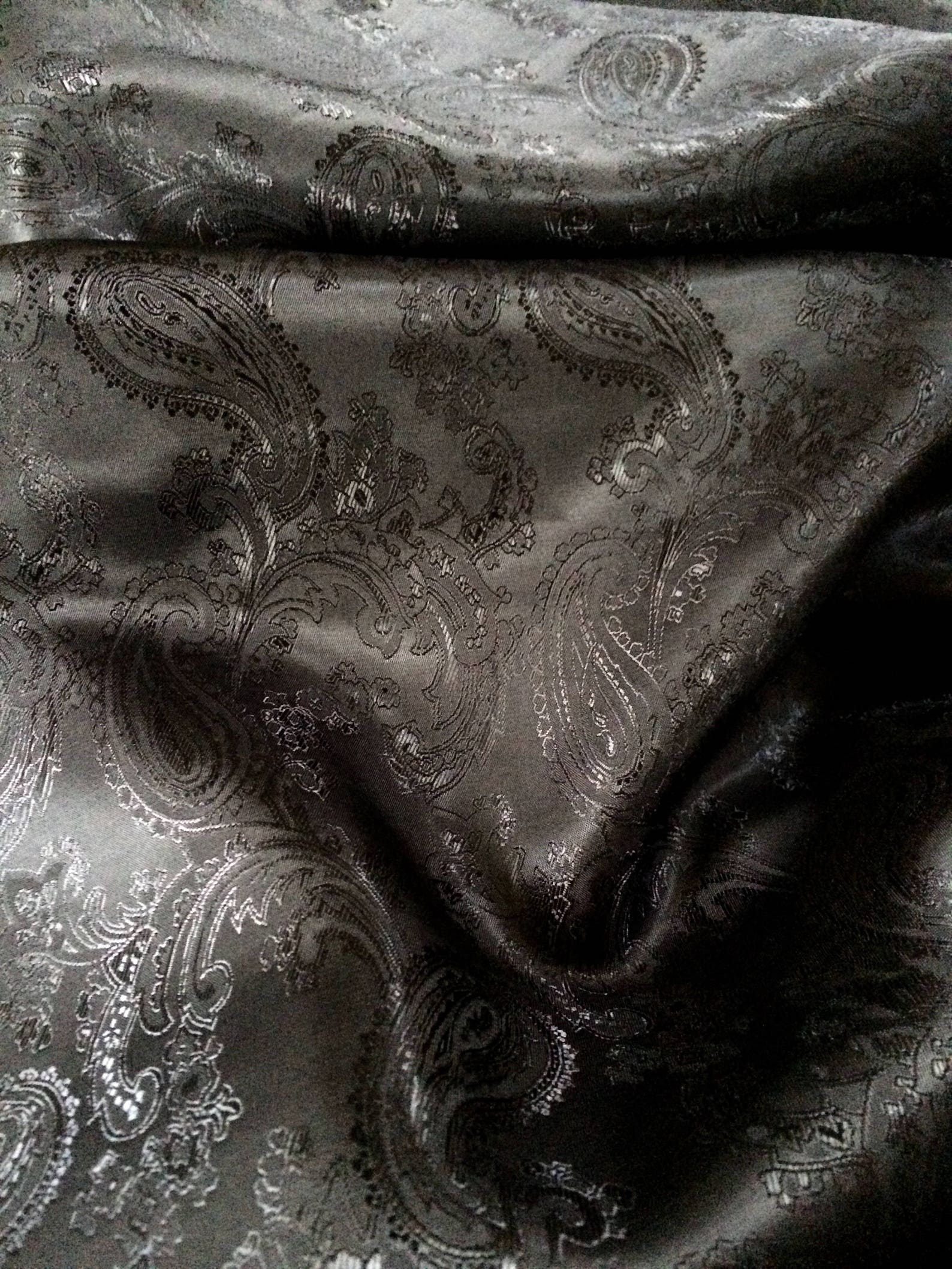 Black Paisley Lining Jacquard Fabrics / Ships From USA Sold by Yard ...