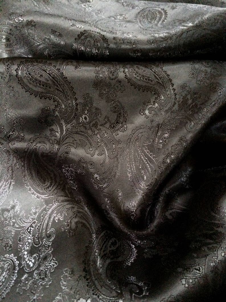 Black Paisley Lining Jacquard Fabrics / Ships From USA Sold by Yard ...